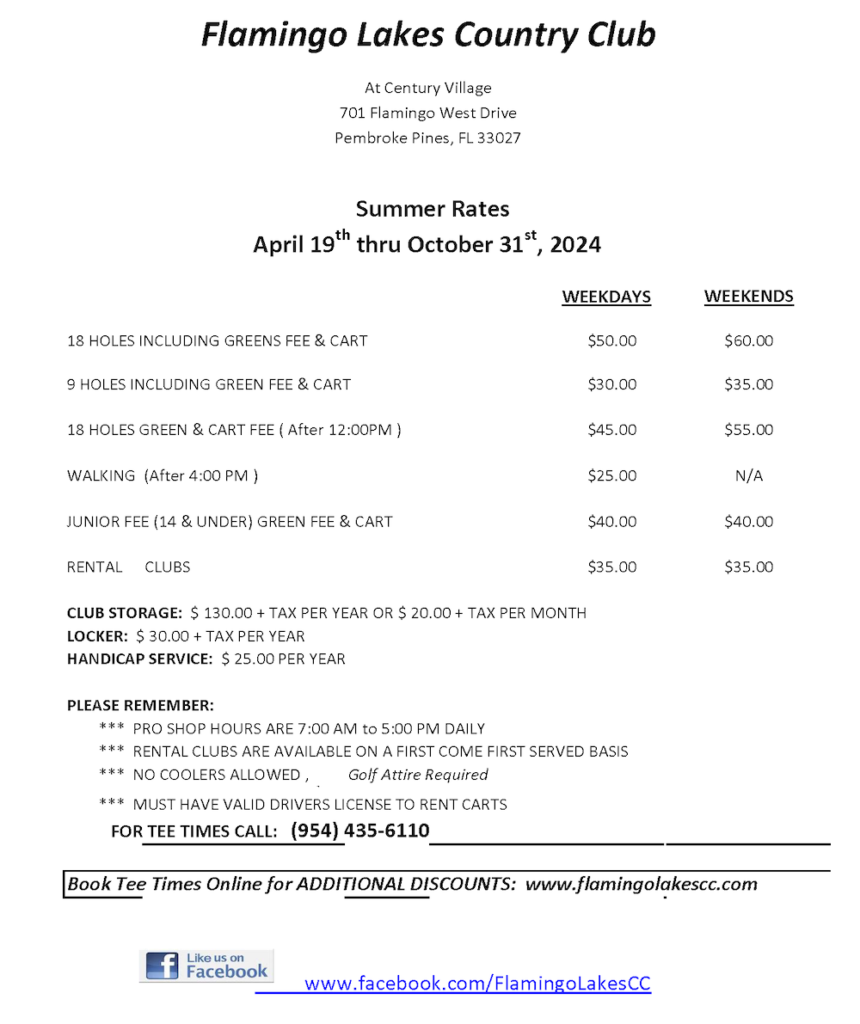 Rates - Flamingo Golf